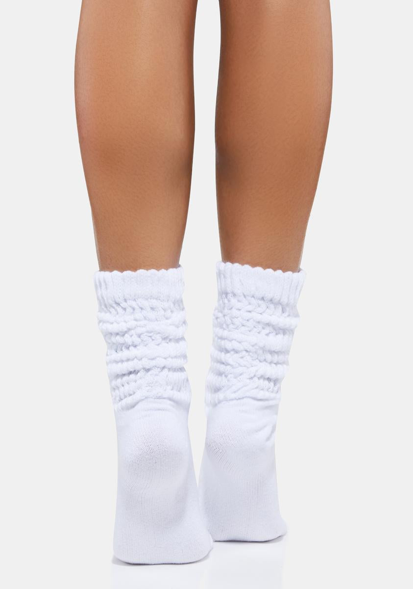 Memoi Slouch Crew Socks - White – Dolls Kill