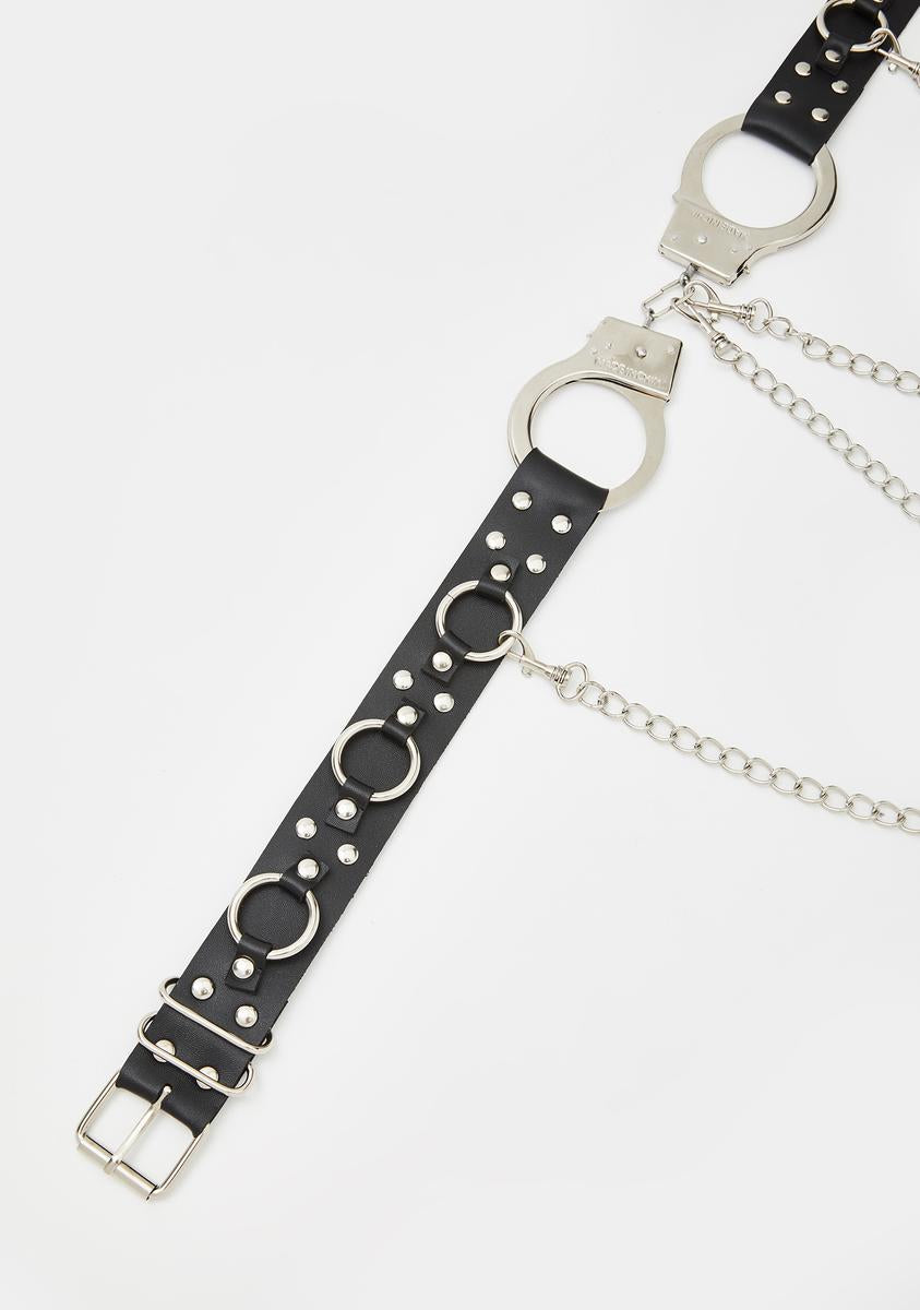 Current Mood Handcuff Belt - Black Vegan Leather – Dolls Kill