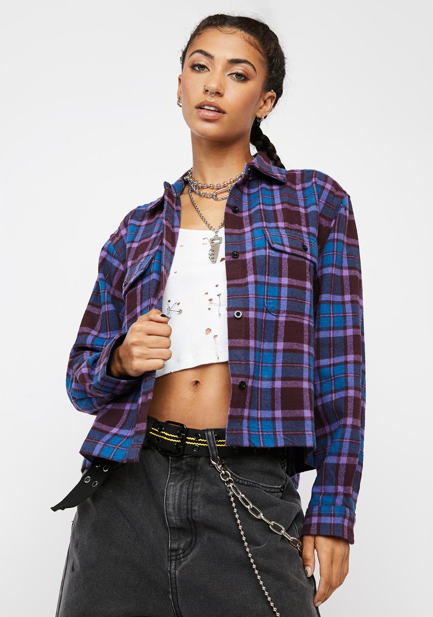 Obey Camille Crop Flannel Shirt – Dolls Kill