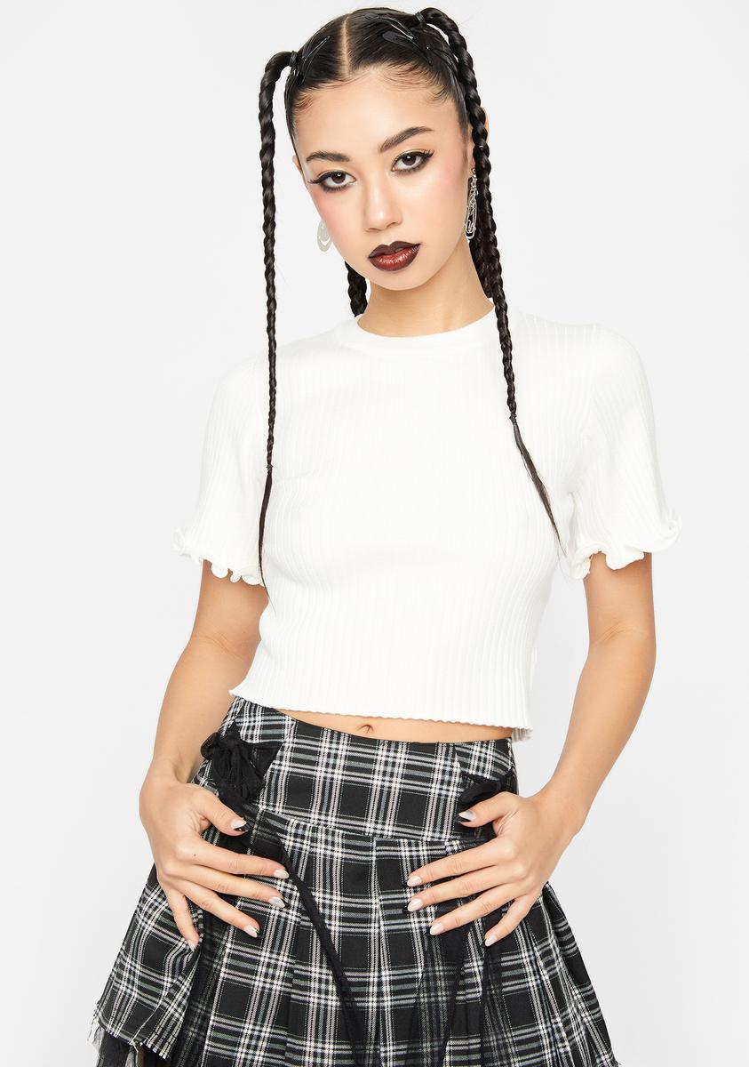 Glamorous White Rib True Knit Crop Jersey – Dolls Kill