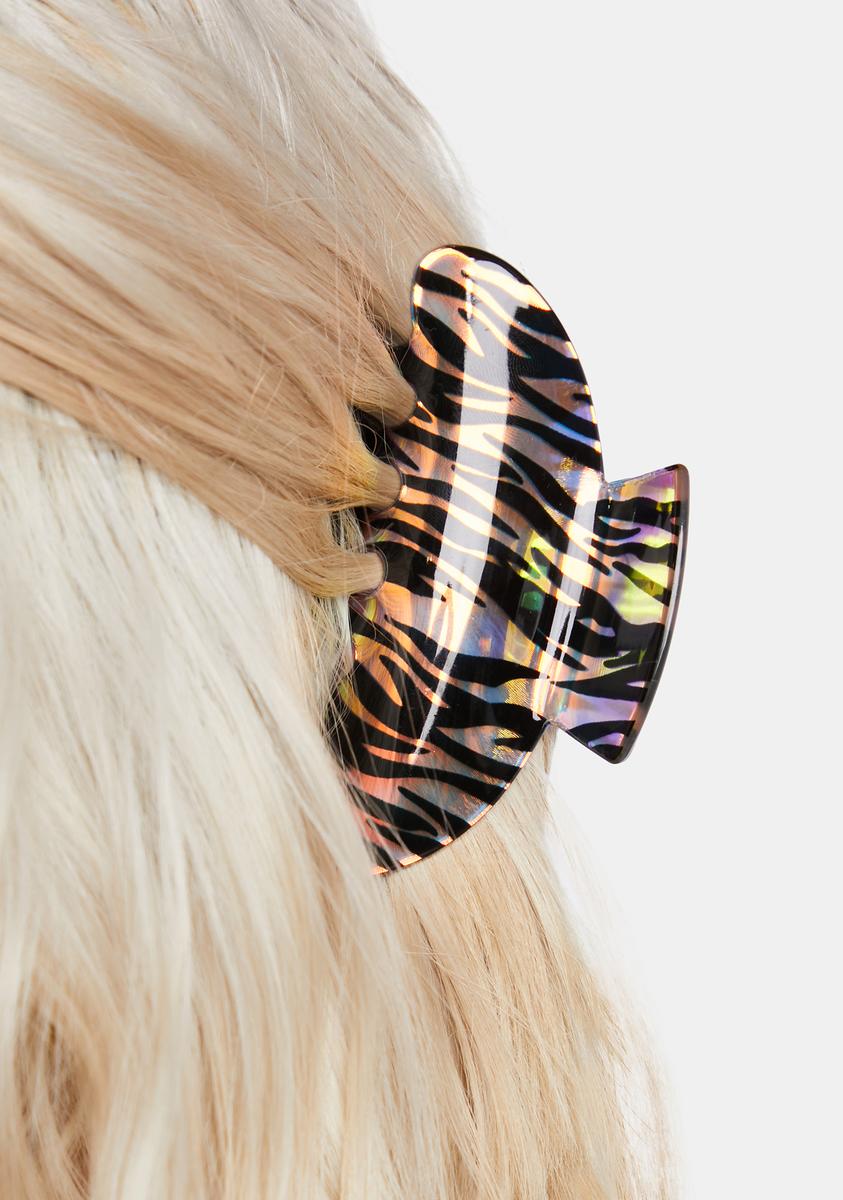 Holographic Tiger Print Claw Hair Clip – Dolls Kill