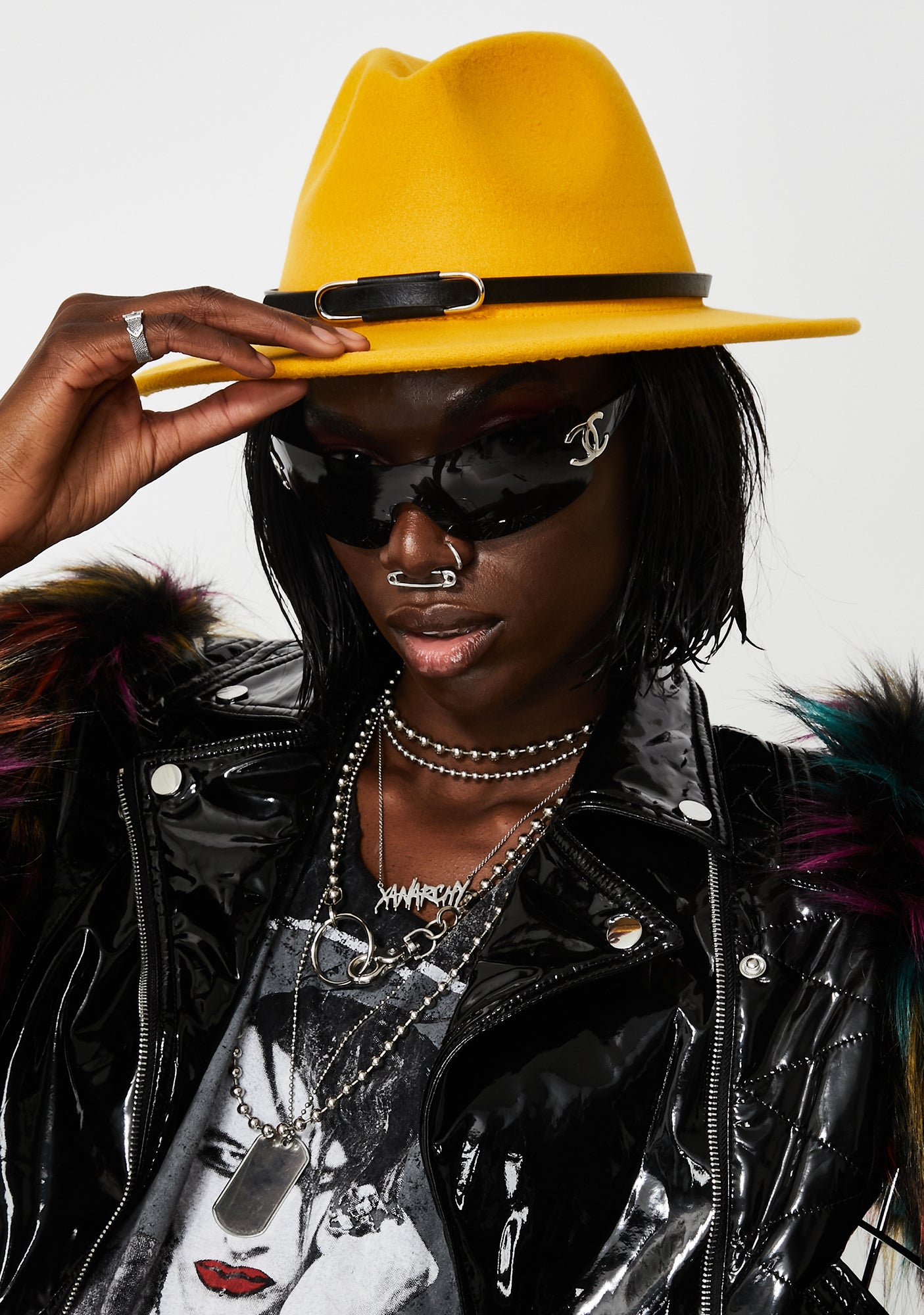 Yellow Wide Brim Buckle Felt Fedora – Dolls Kill