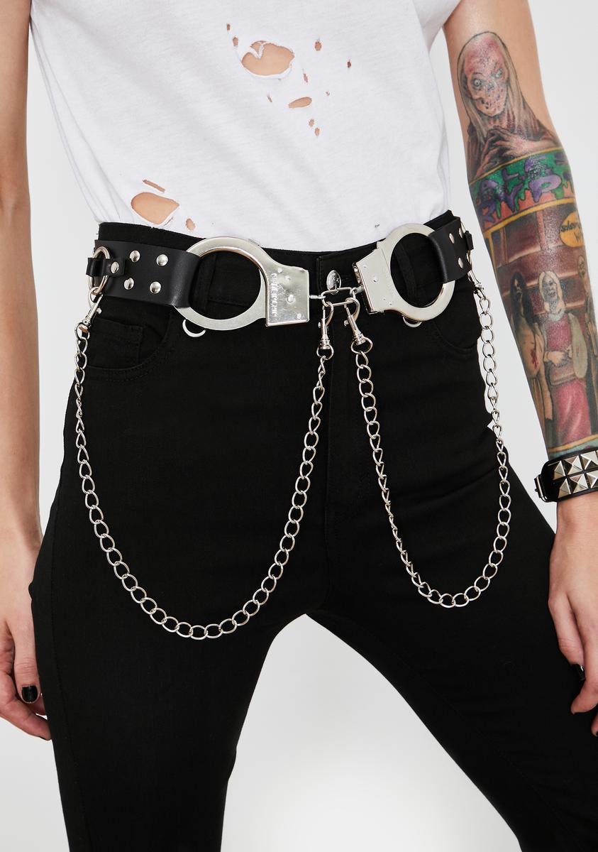 Current Mood Handcuff Belt - Black Vegan Leather – Dolls Kill