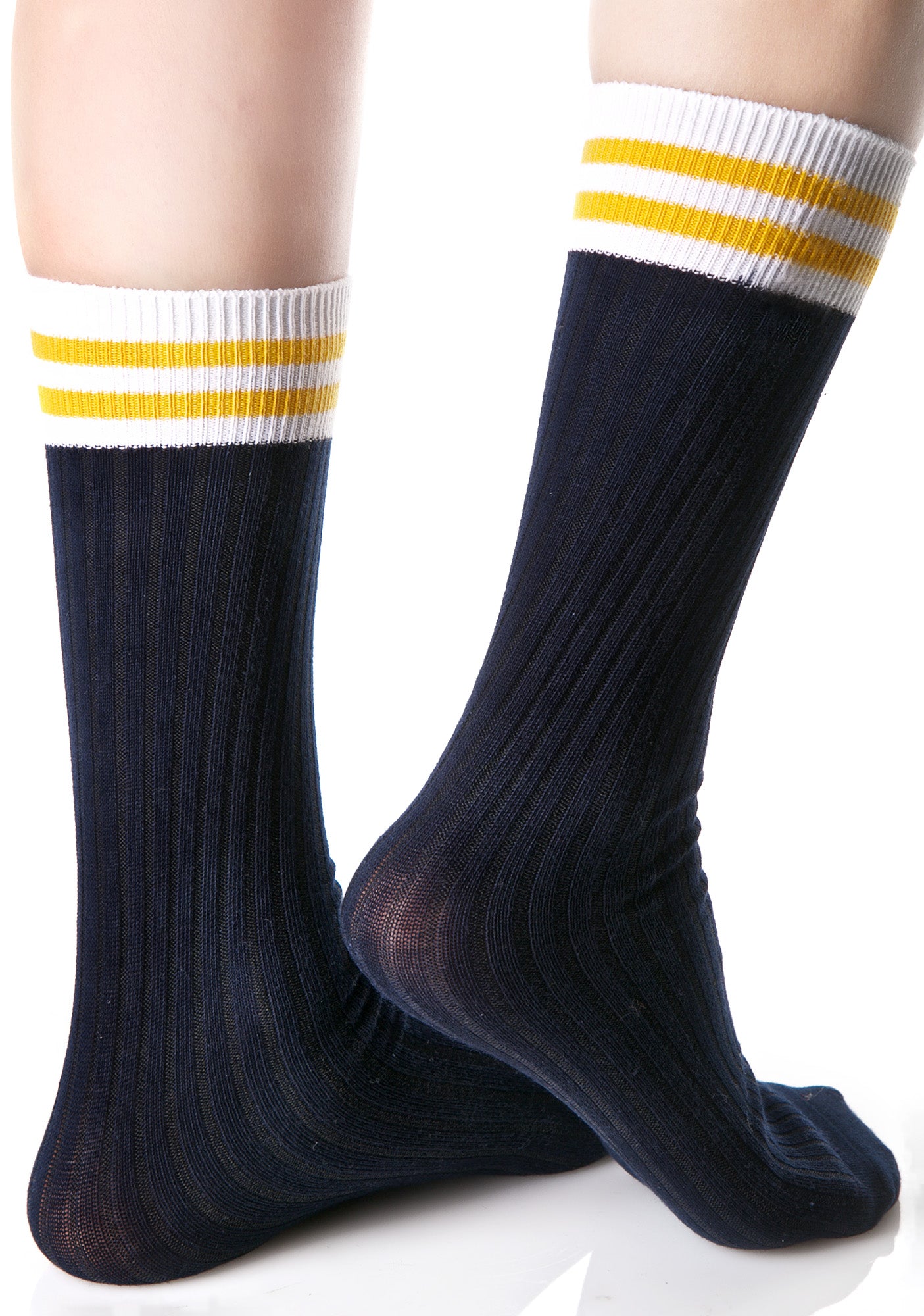 Blue And Yellow Varsity Socks – Dolls Kill