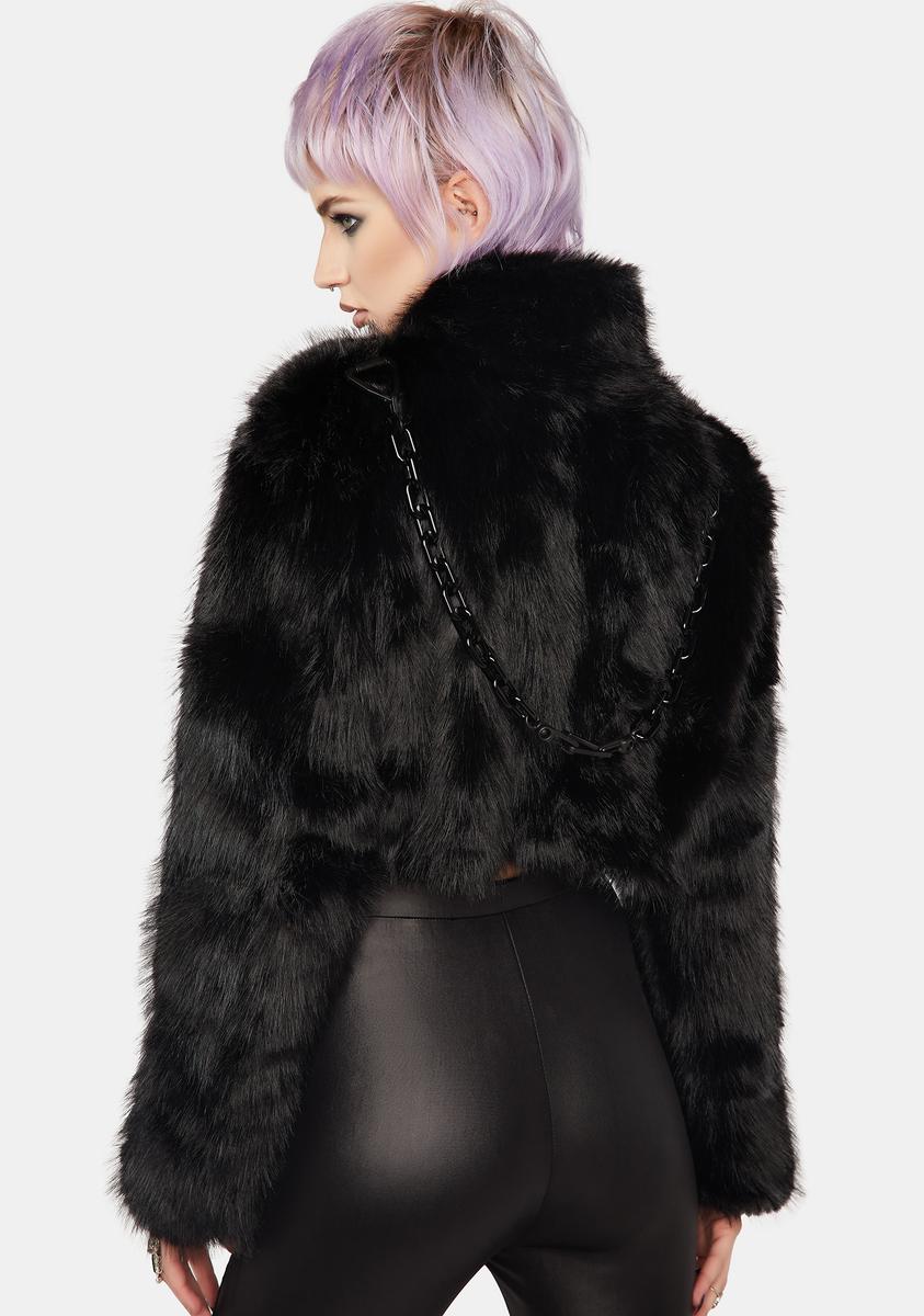 Punk Rave Faux Fur Ultra Cropped Jacket - Black – Dolls Kill