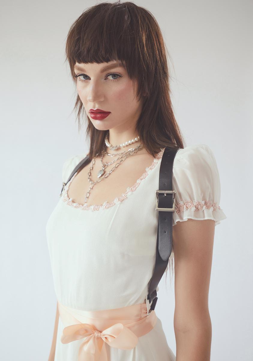 Current Mood Faux Leather Ribbon Tie Harness - Black – Dolls Kill