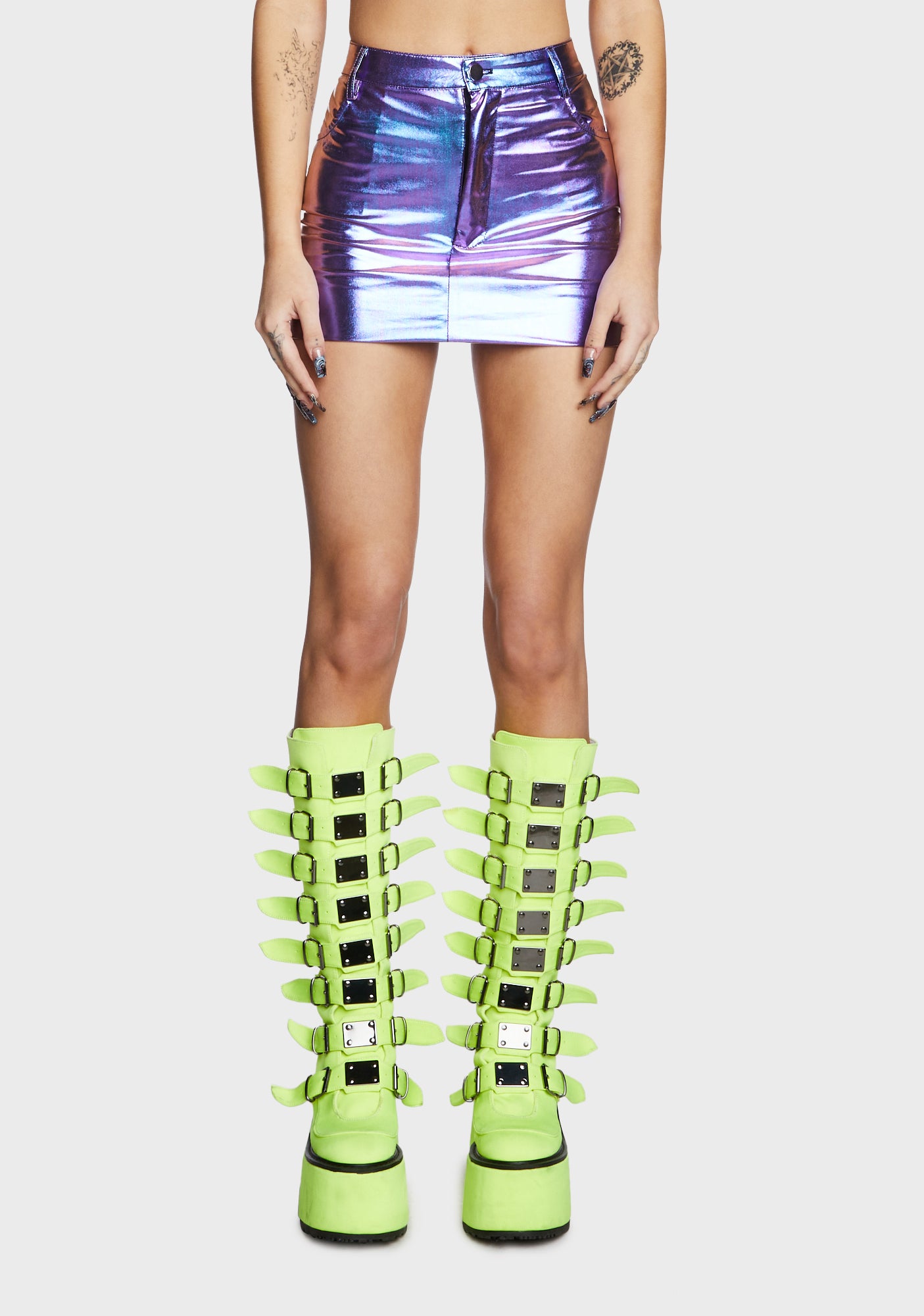 Ombre Metallic Mini Skirt - Blue – Dolls Kill