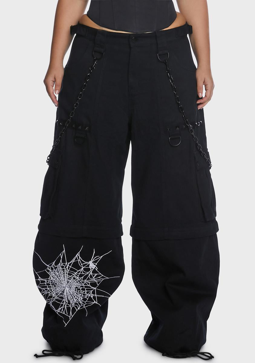 Widow Plus Size Spider Web Wide Leg Cargo Pants - Black – Dolls Kill