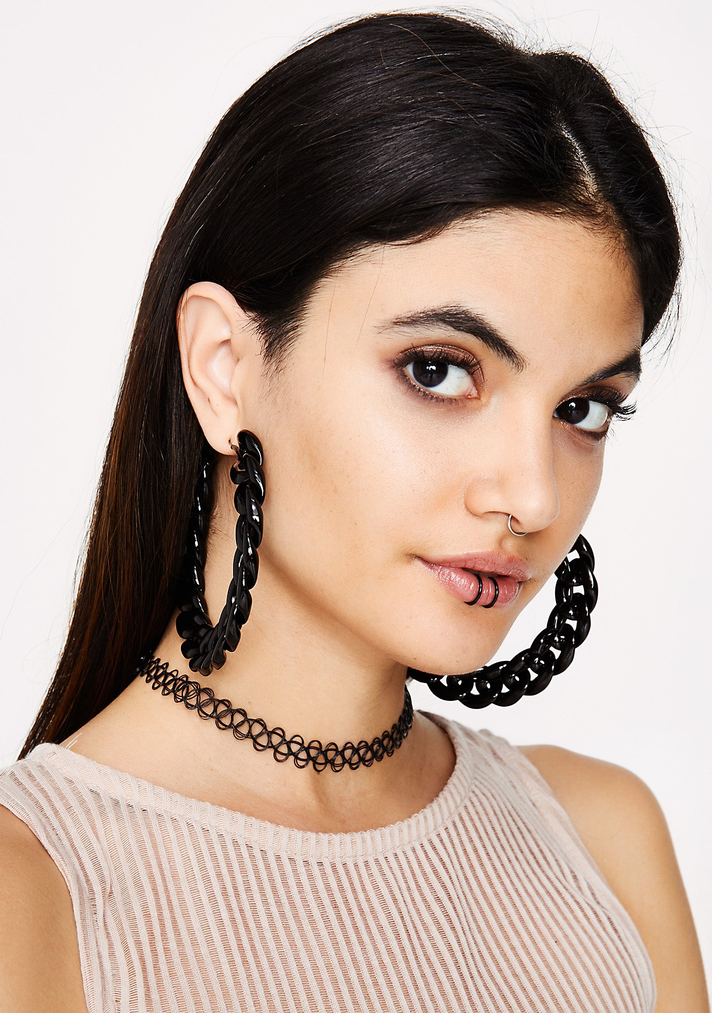 Chained To Me Hoop Earrings – Dolls Kill