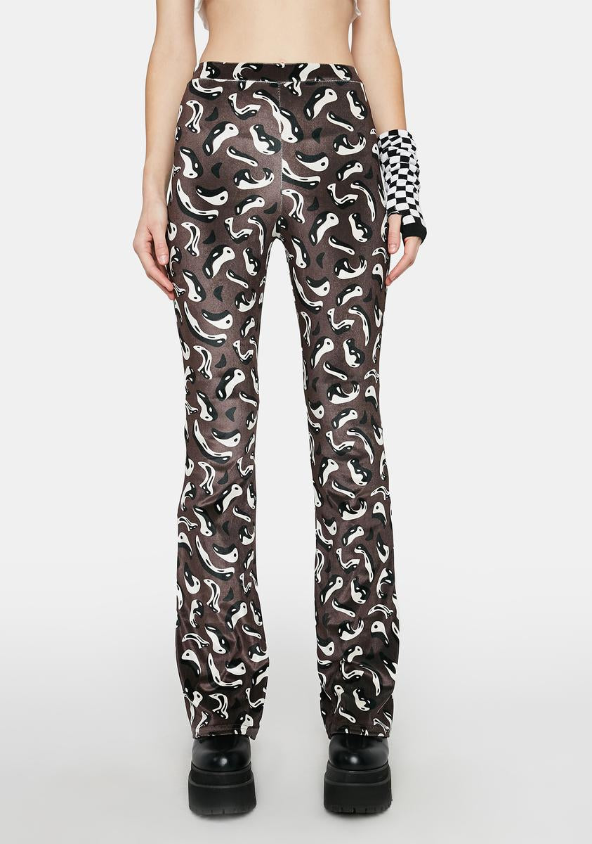 Daisy Street - Yin Yang Flare Pants - Brown – Dolls Kill