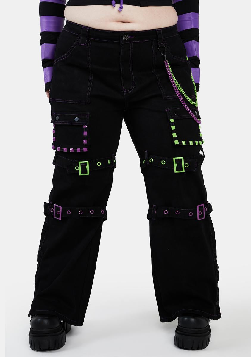 Plus Size The Grave Girls Low-Rise Buckled Chain Cargo Pants - Black ...