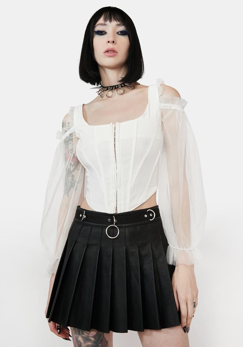 Organza Long Sleeve Corset Top - White – Dolls Kill