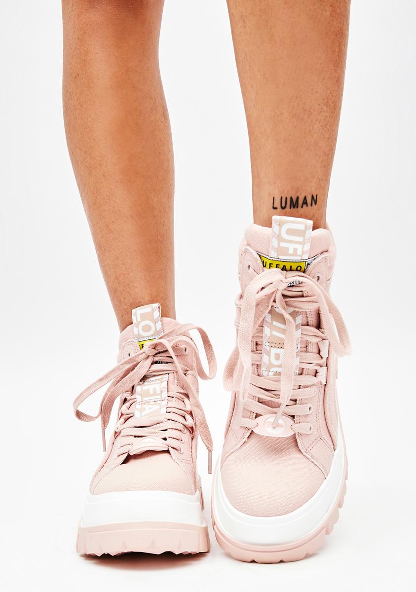 Buffalo Light Pink Aspha NC Mid Lace Up Sneakers – Dolls Kill