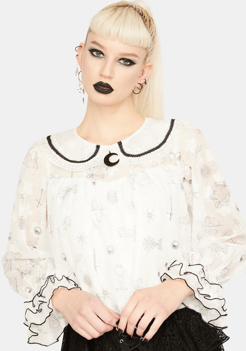 Dark In Love Astrological Print Blouse - Black – Dolls Kill