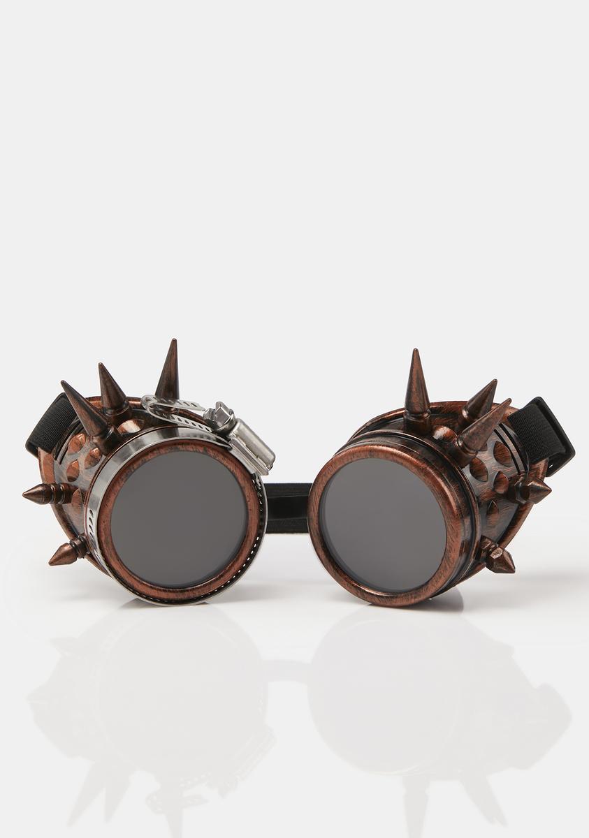 Funk Plus Copper Steampunk Spiked Goggles - Brown#N# – Dolls Kill