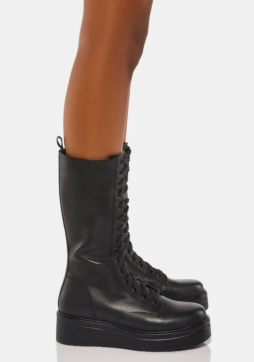 Steve Madden Combat Boots Black