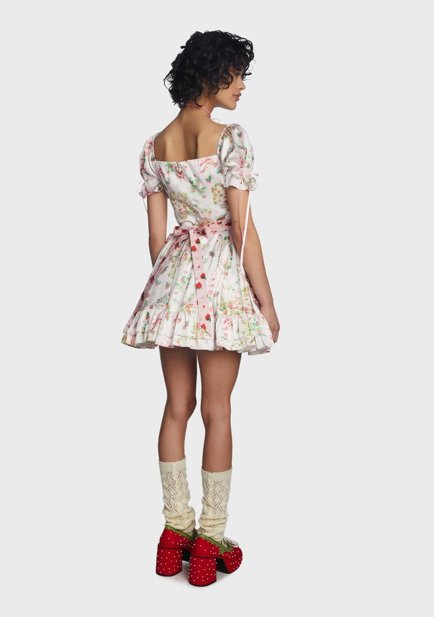 Dolls Kill X Strawberry Shortcake Patchwork Print Waist Apron - Pink