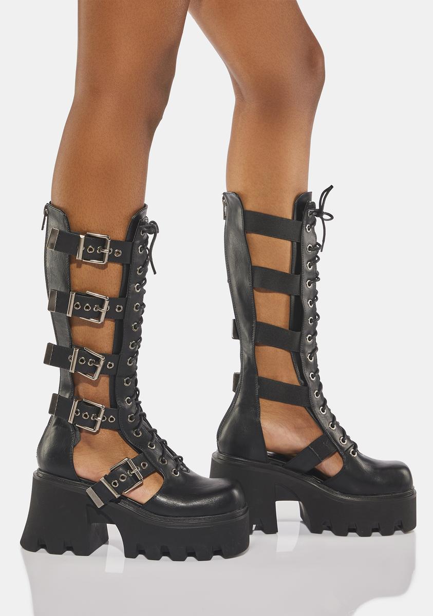 Lamoda Heeled Platform Gladiator Sandals - Black – Dolls Kill