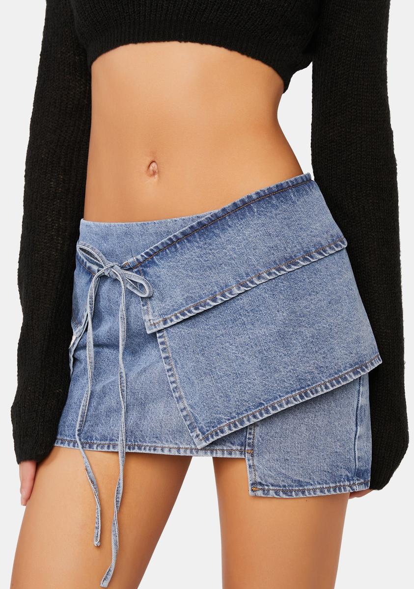 Lioness Micro Mini Wrap Denim Skirt - Duke Blue – Dolls Kill