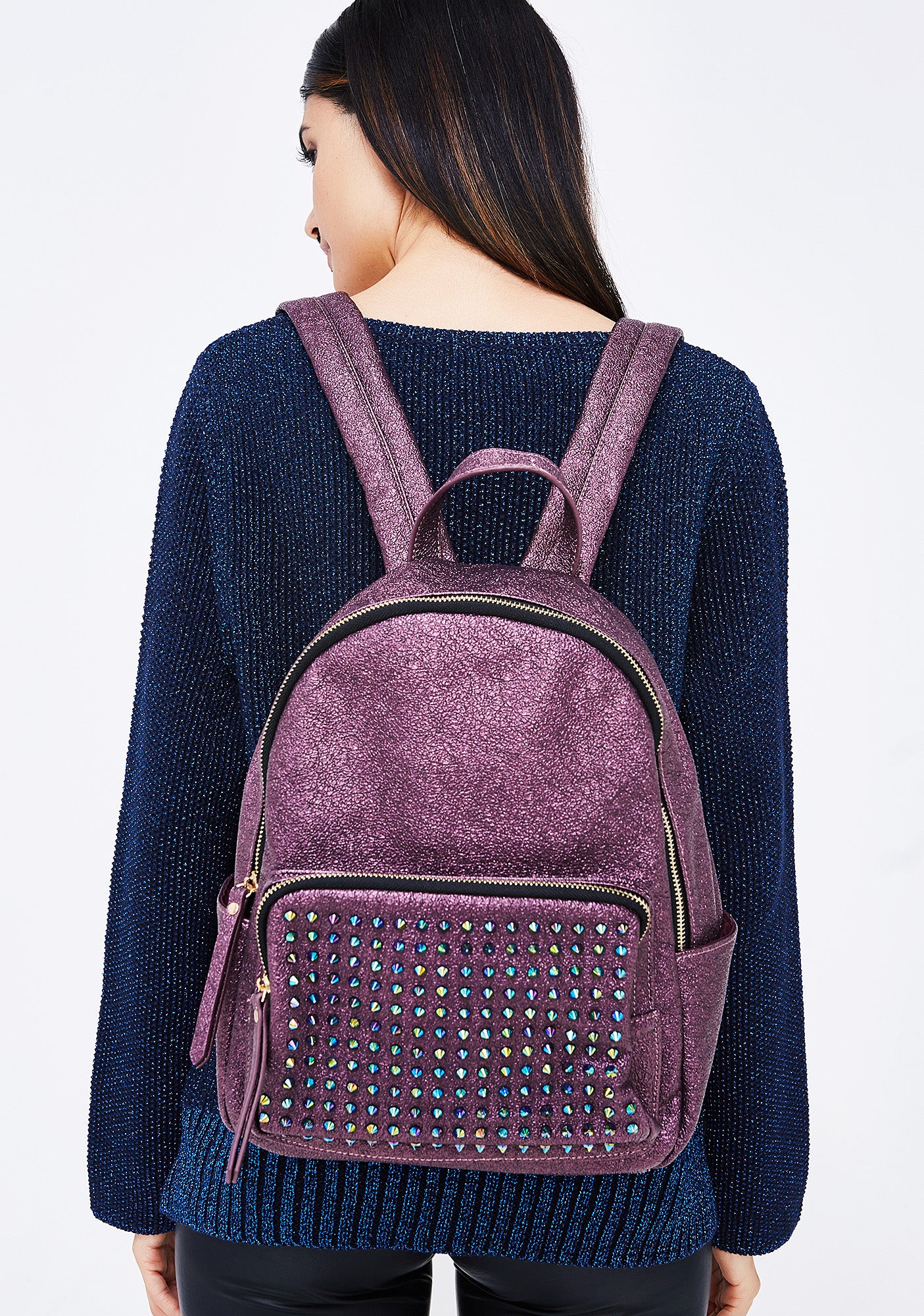 Metallic Studded Backpack – Dolls Kill