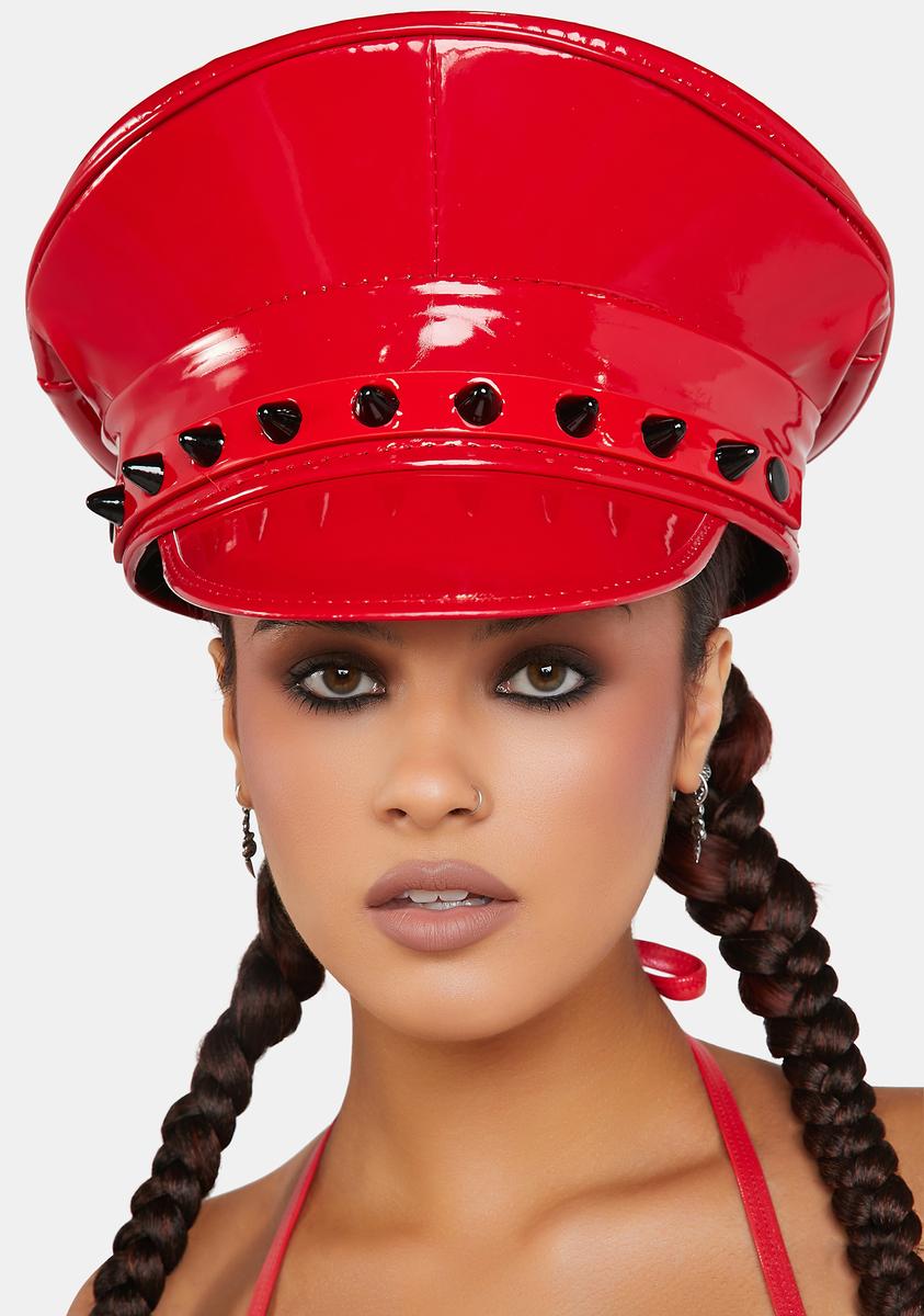 Funk Plus Spiked Patent Captain Hat - Red/Black – Dolls Kill