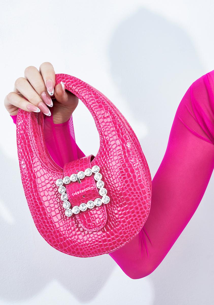 Poster Grl Croc Mini Purse With Rhinestone Buckle - Hot Pink – Dolls Kill