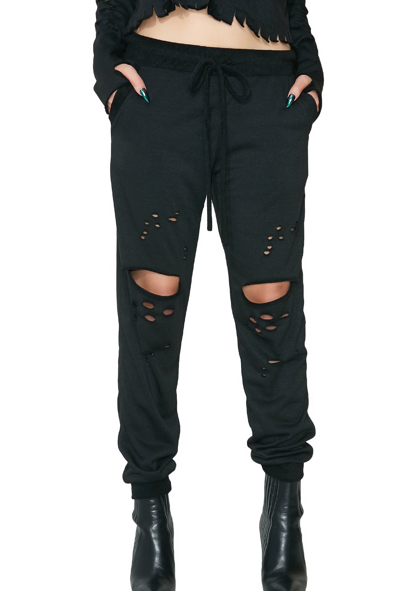 Black Distressed Sweatpants – Dolls Kill