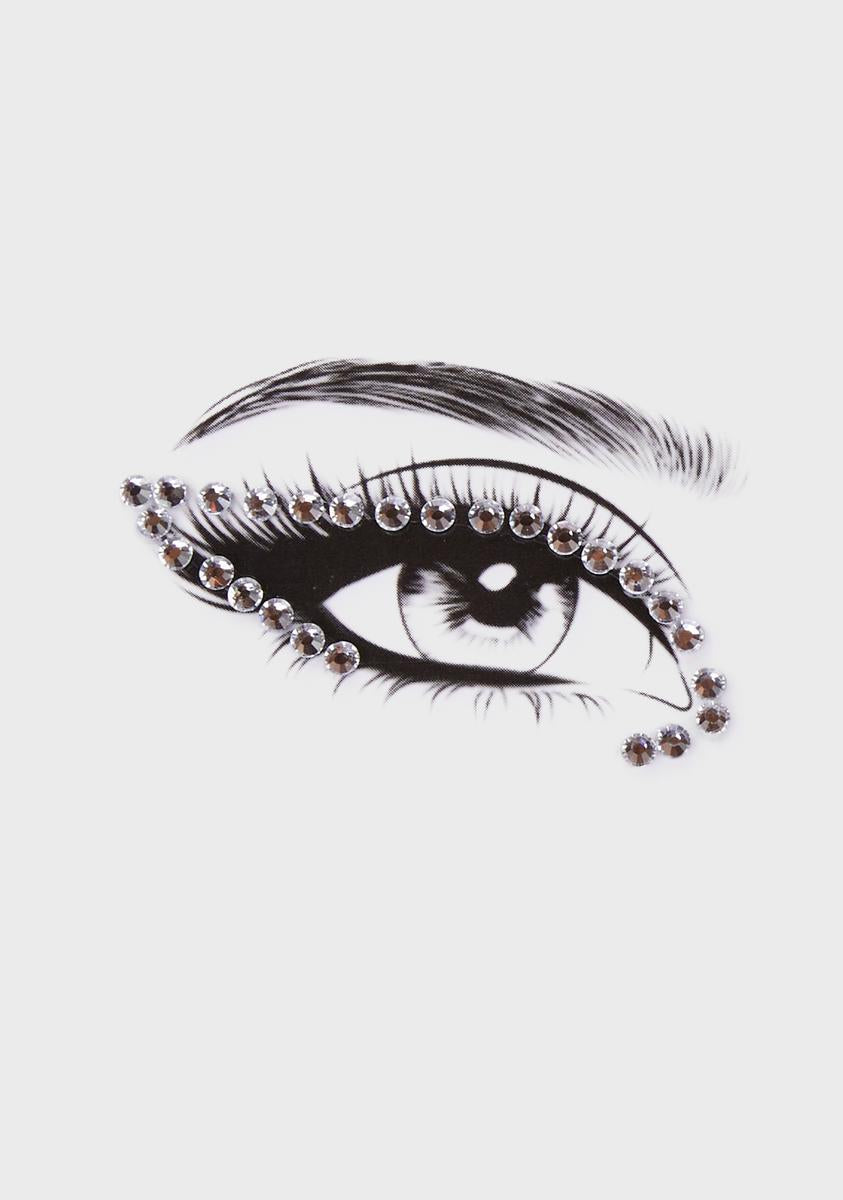 Winged Eye Rhinestone Eye Gems - Silver/Clear Glass – Dolls Kill