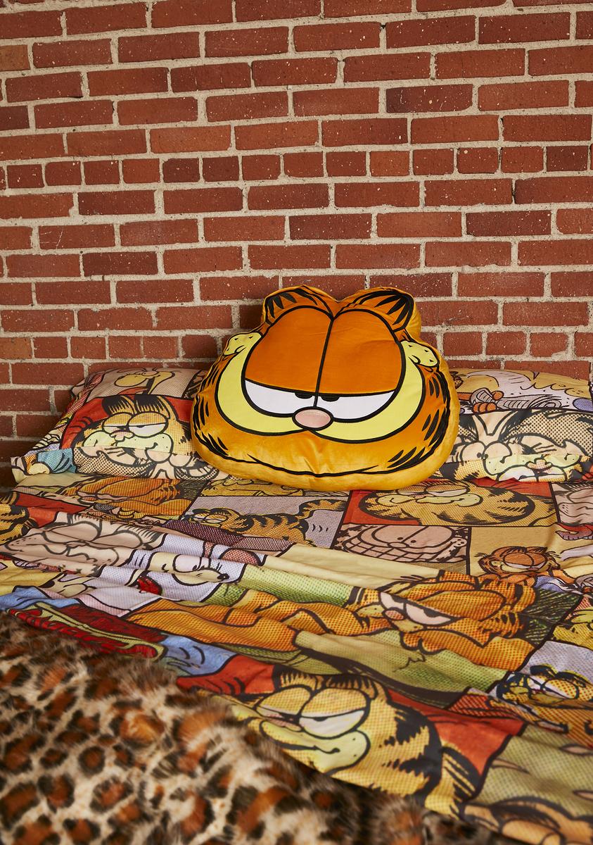 Dolls Kill X Garfield Velour Embroidered Cat Pillow - Orange