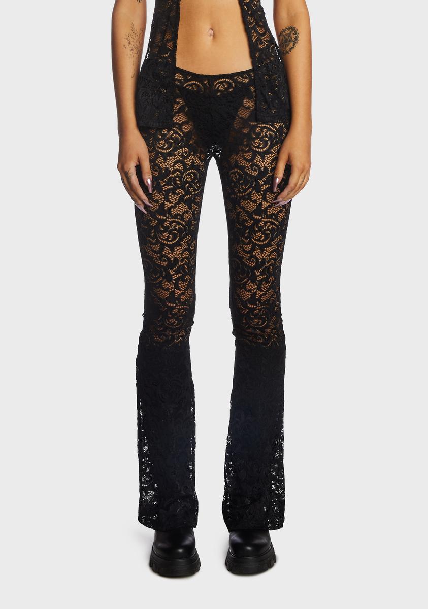 THE KRIPT Low Rise Lace Flared Pants - Black – Dolls Kill