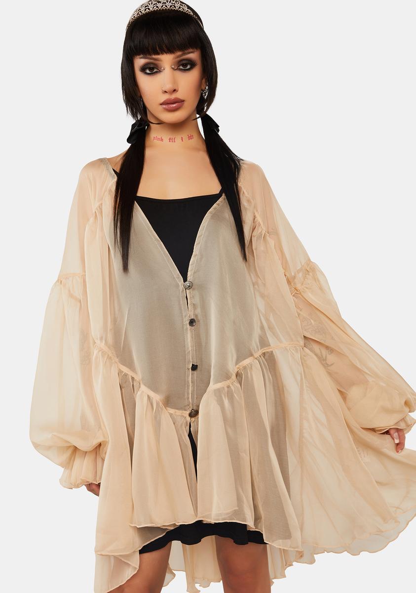 Punk Rave Chiffon Sheer Cardigan Dress - Off White – Dolls Kill