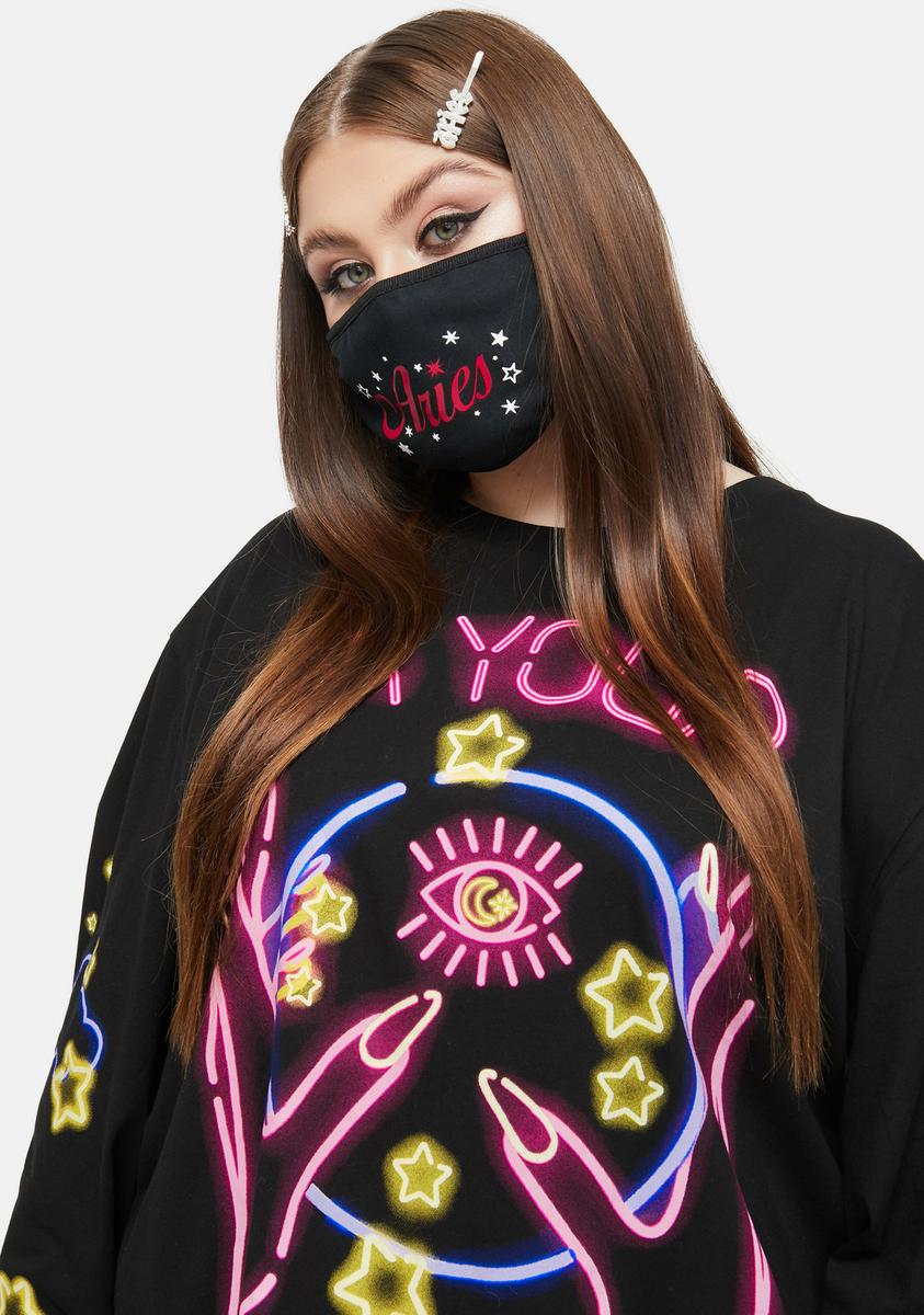 Aries Stars Graphic Face Mask - Black – Dolls Kill