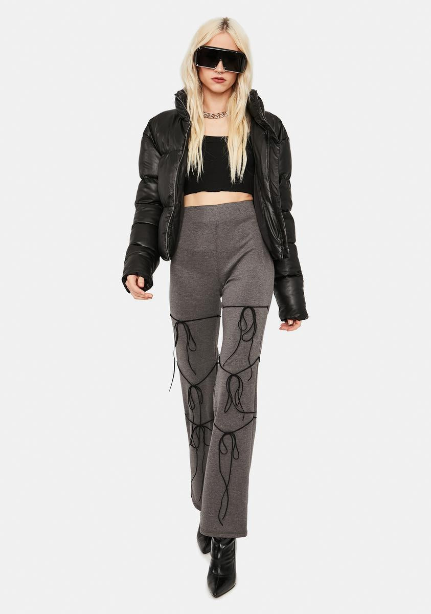 Tied High Waist Flares - Gray – Dolls Kill