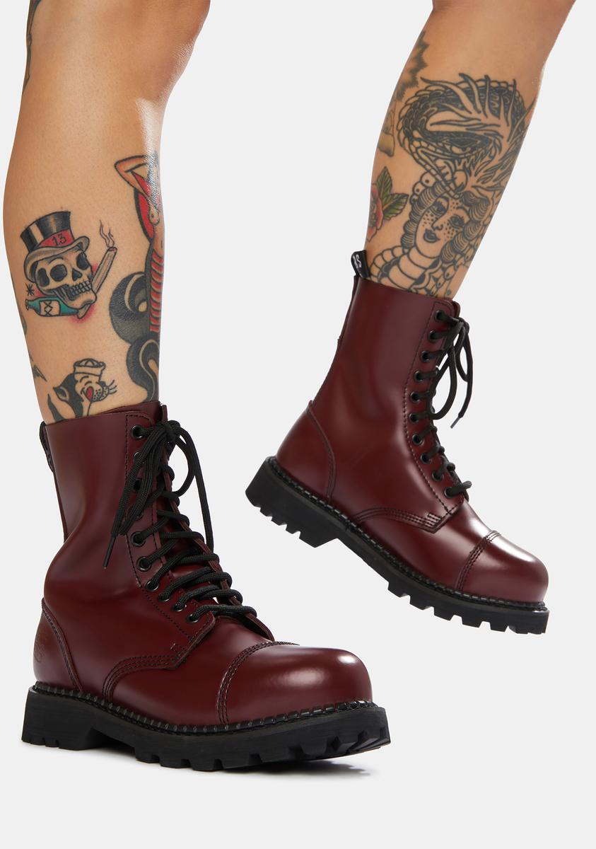 Grinders UK Cherry Red Hunter Derby Boots – Dolls Kill