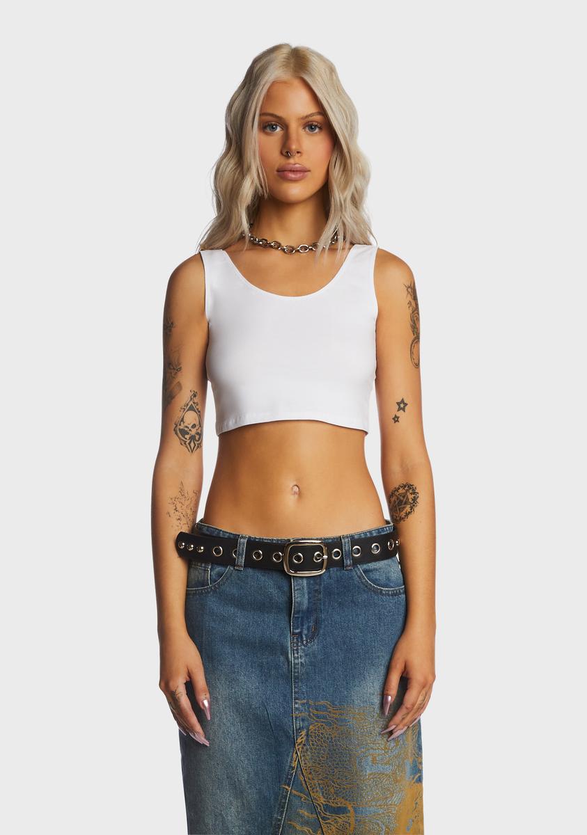 Kiki Riki Cropped Tank Top - White – Dolls Kill
