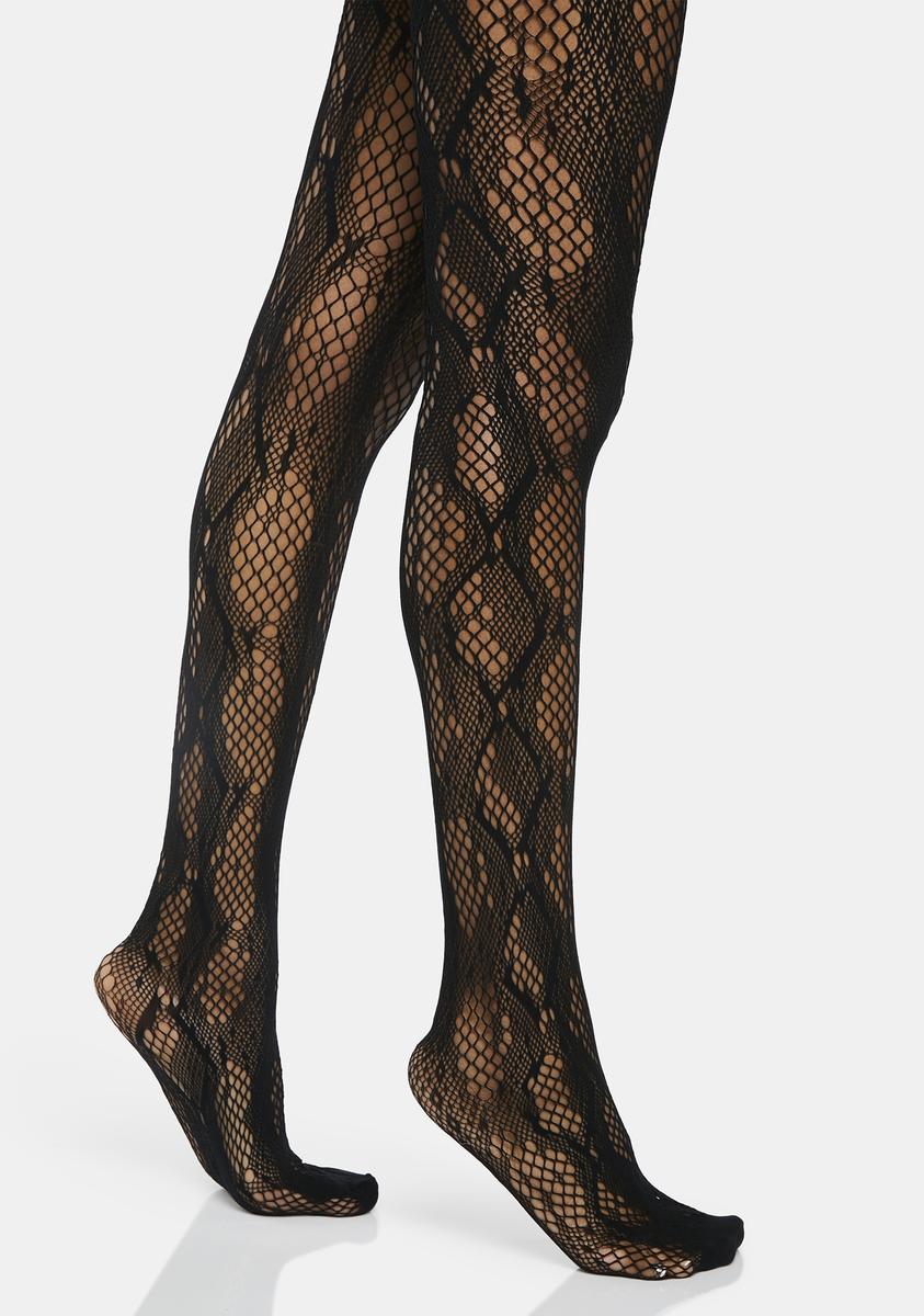 Snake Fishnet Sheer Tights - Black – Dolls Kill
