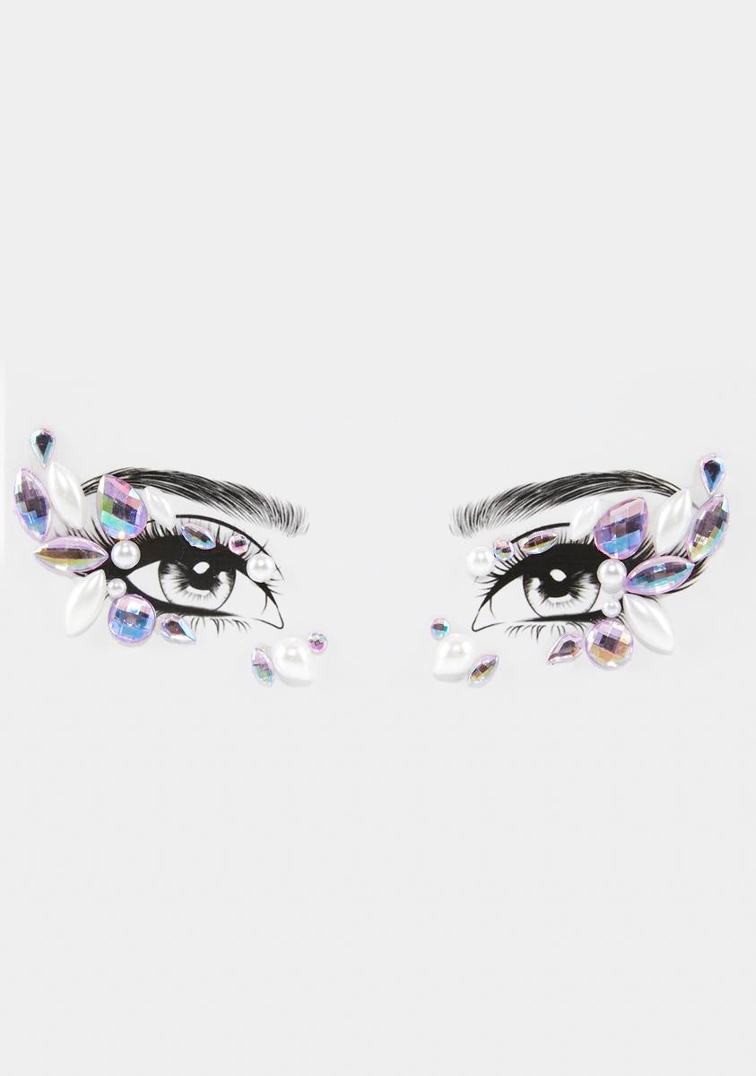 Gem Crystal Rhinestone Eye Stickers - Light Purple/White/Lilac – Dolls Kill