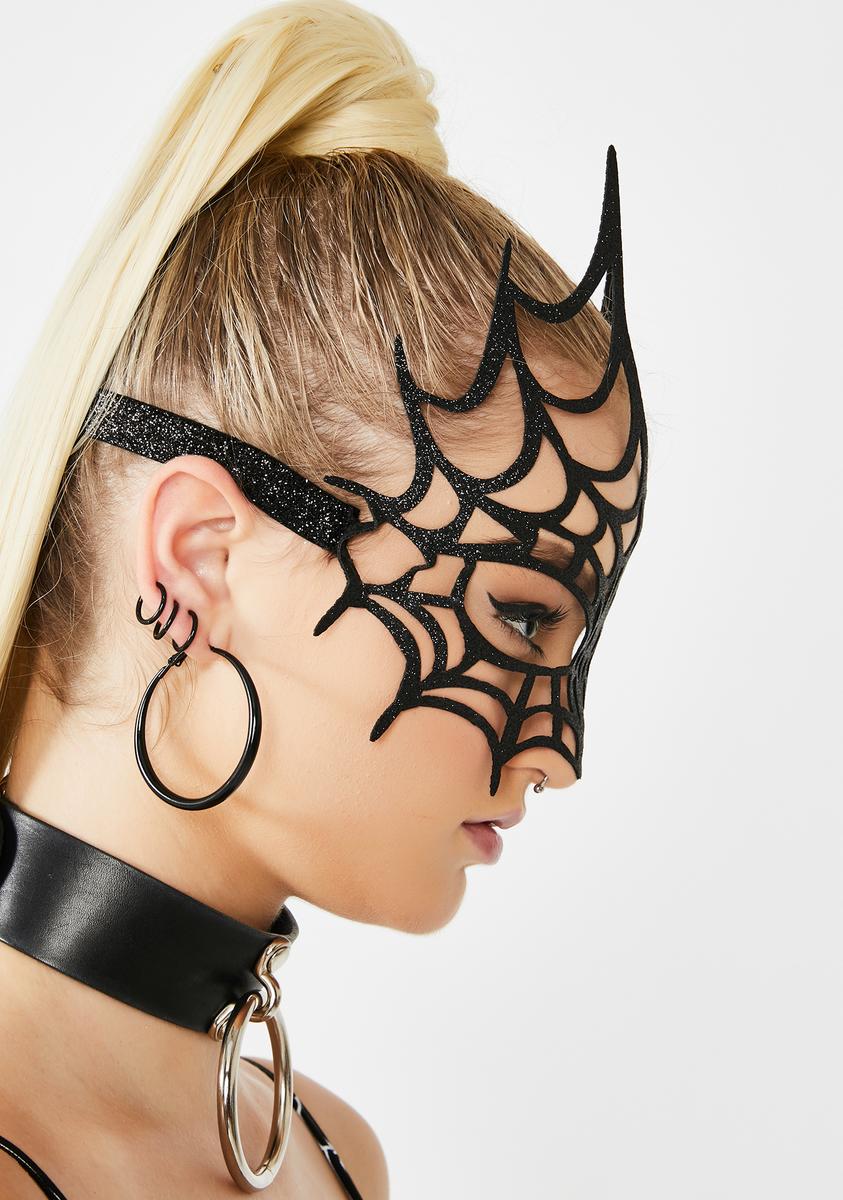 Halloween Glitter Spider Web Masquerade Mask – Dolls Kill
