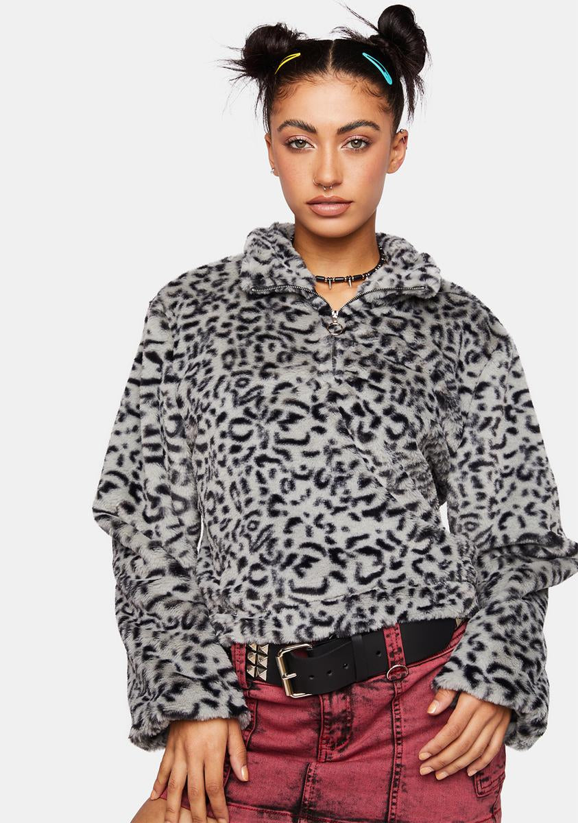 Superforme Leopard Pattern Fleece Jacket - Multi – Dolls Kill