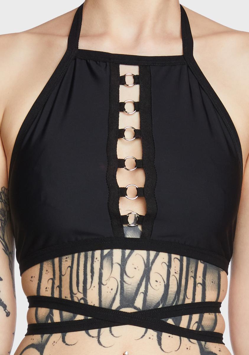 The Lyte Couture Halter Top With O Ring Hardware - Black – Dolls Kill