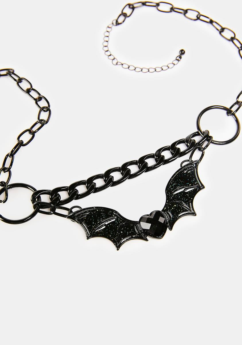Bat Wing Heart Chain Choker - Black – Dolls Kill