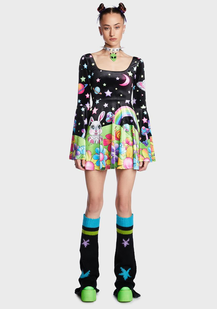 Current Mood Velvet Night Scene Mini Dress - Multi – Dolls Kill