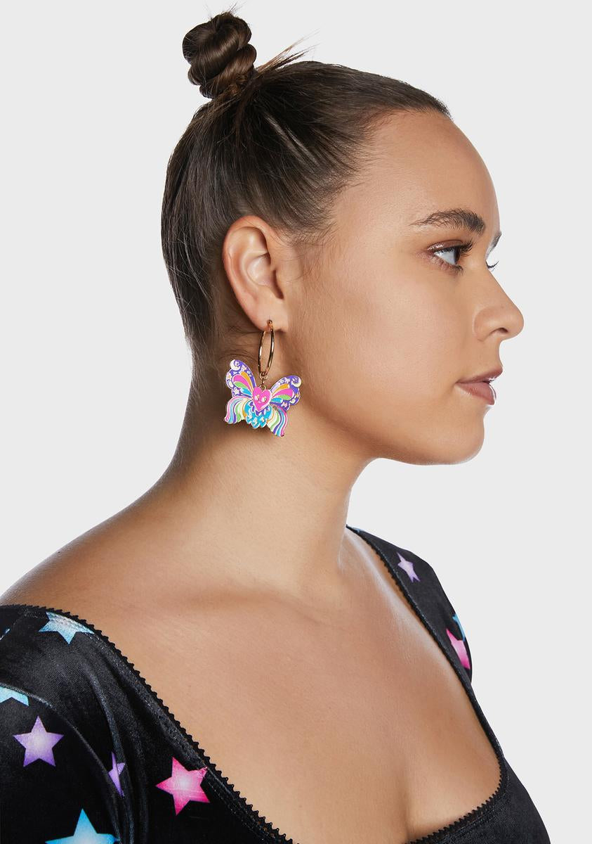 Trippy Butterfly Drop Earrings - Multi – Dolls Kill